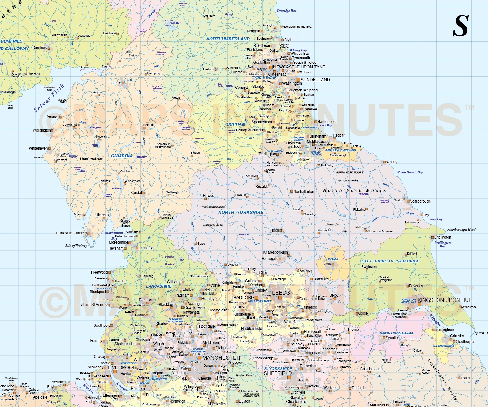 adm british isles county/region/admin map @ 1:5m scale (transverse ...
