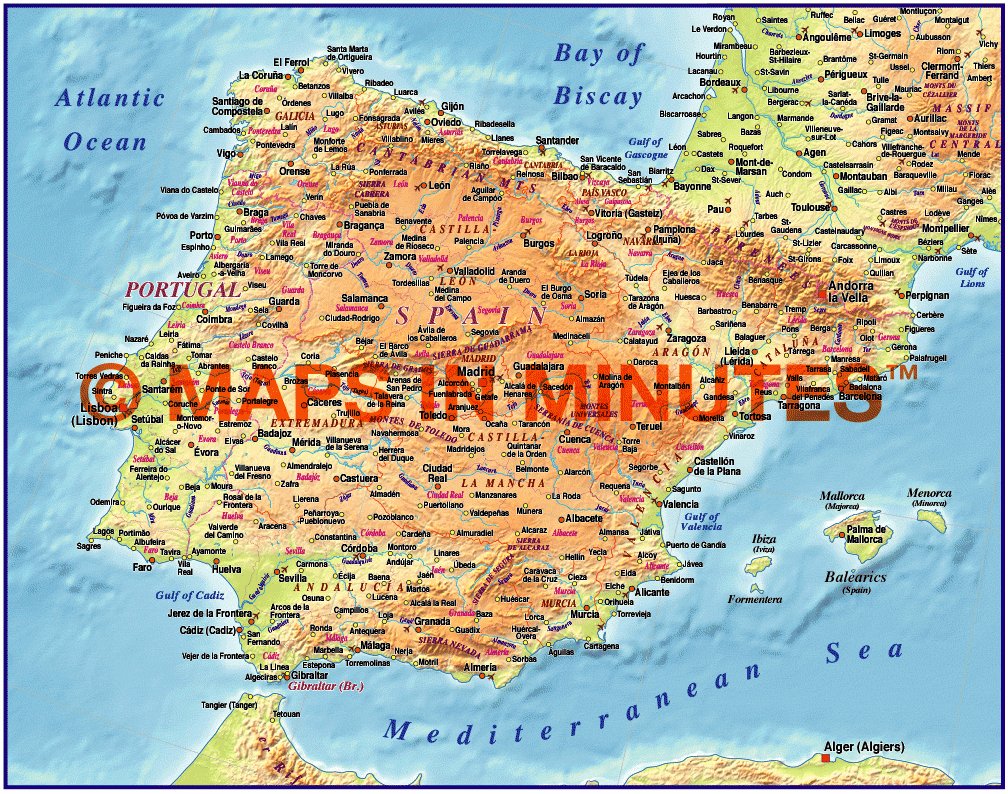 iberia 4m scale regular relief map