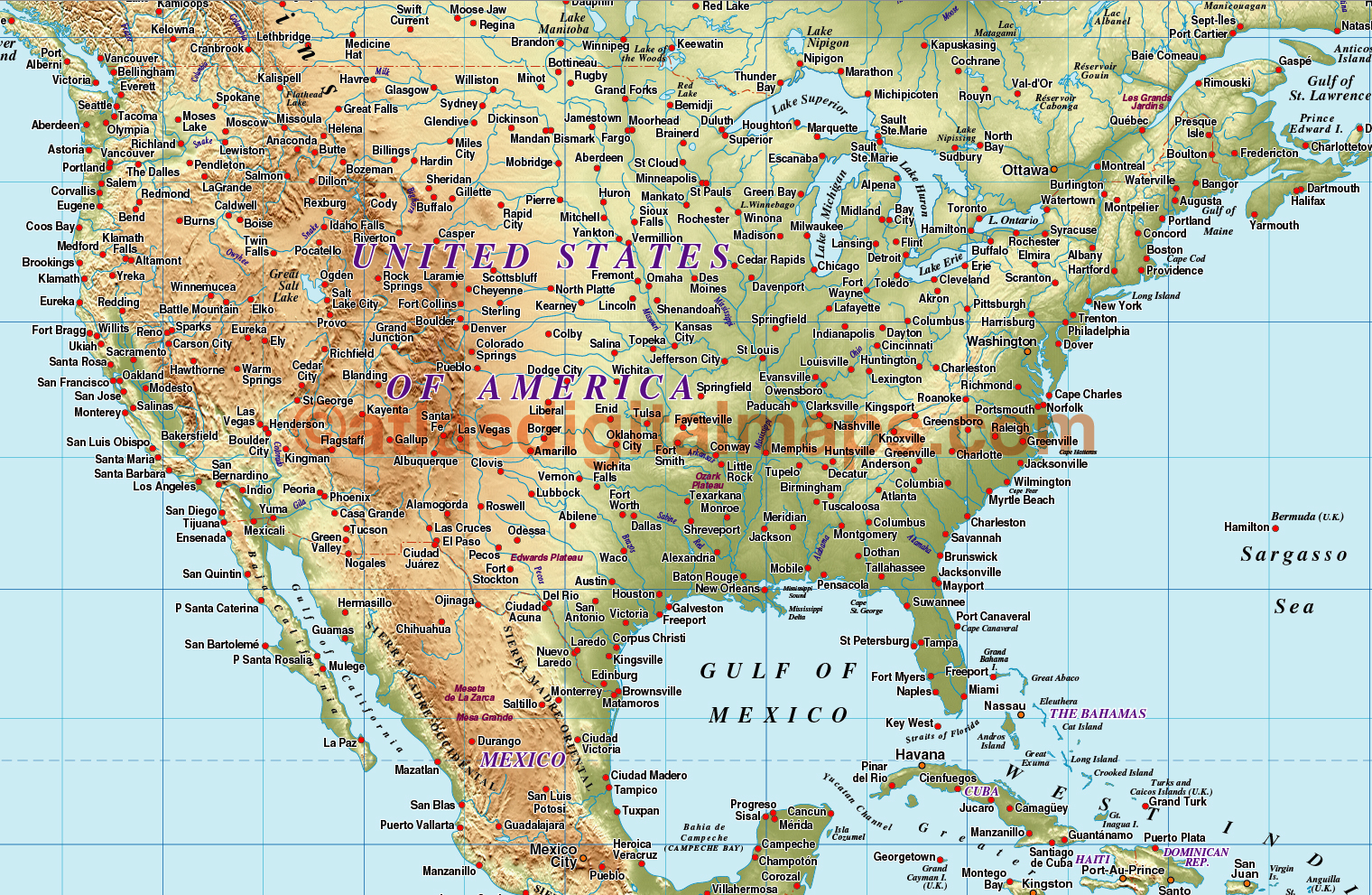 Gall World Political Relief Map in Medium colours