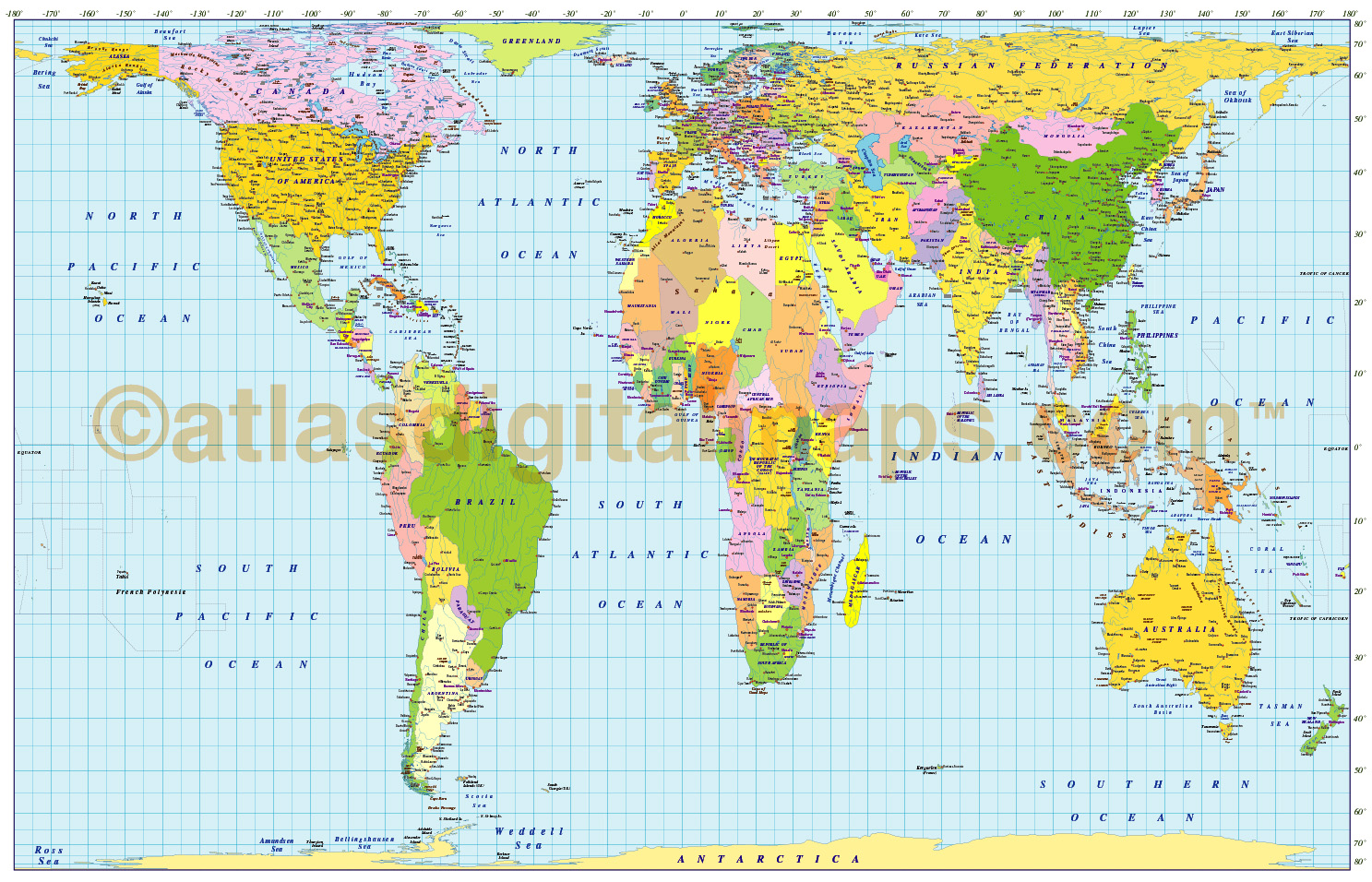 World Map With Scale