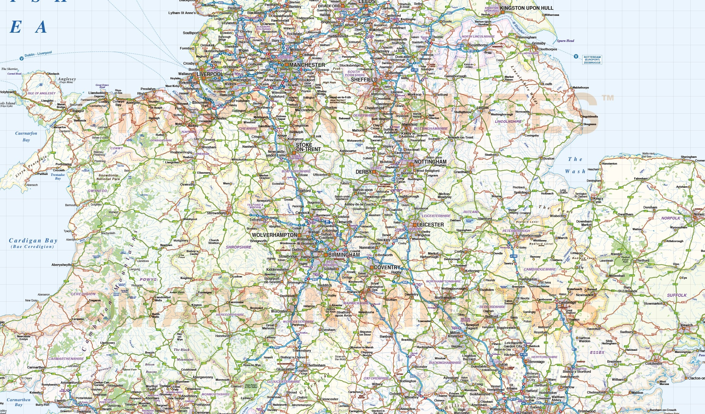 Detailed British Isles UK Road and Rail map, Illustrator AI CS vector ...