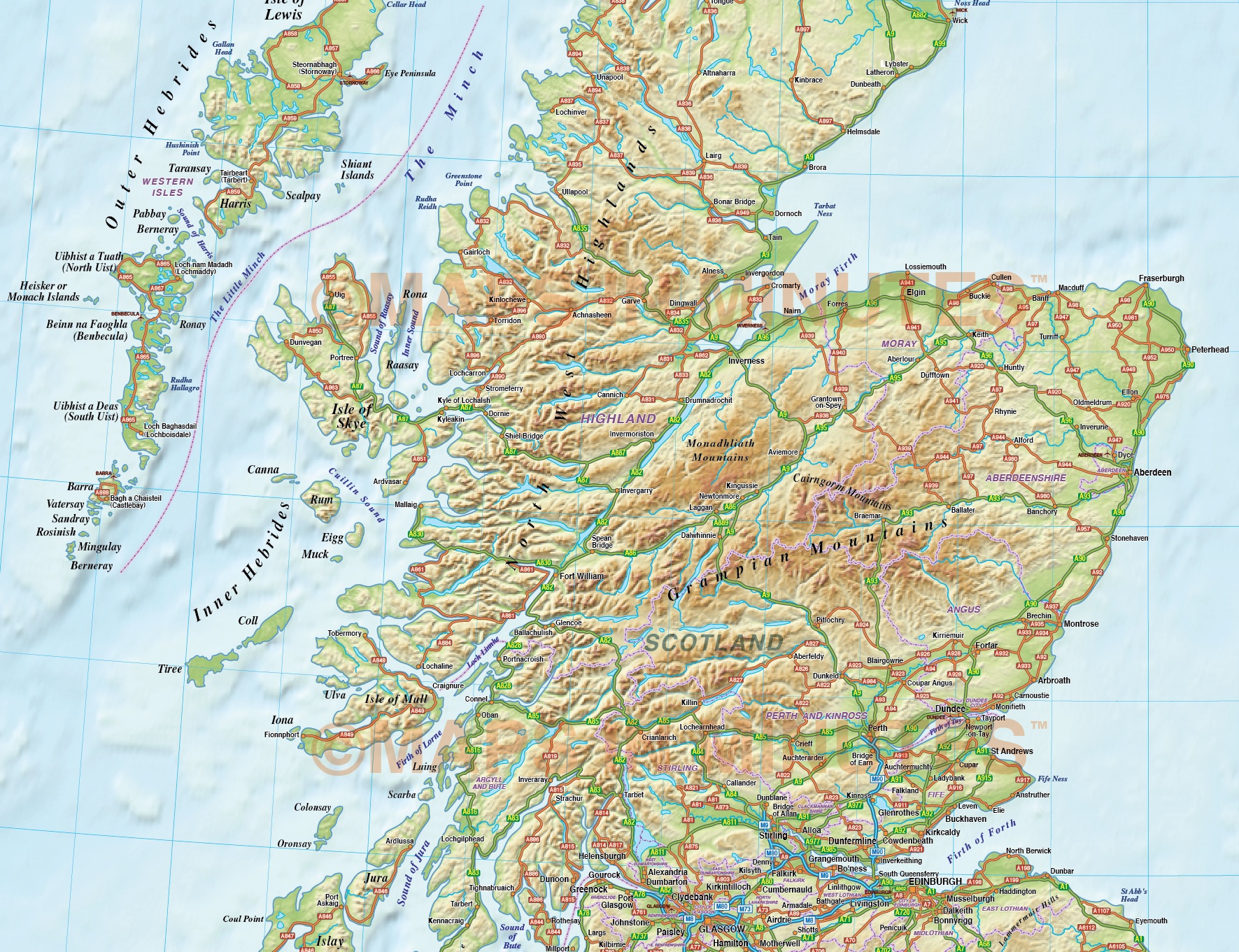 British Isles Map Illustrator AI format. County and Road map with ...