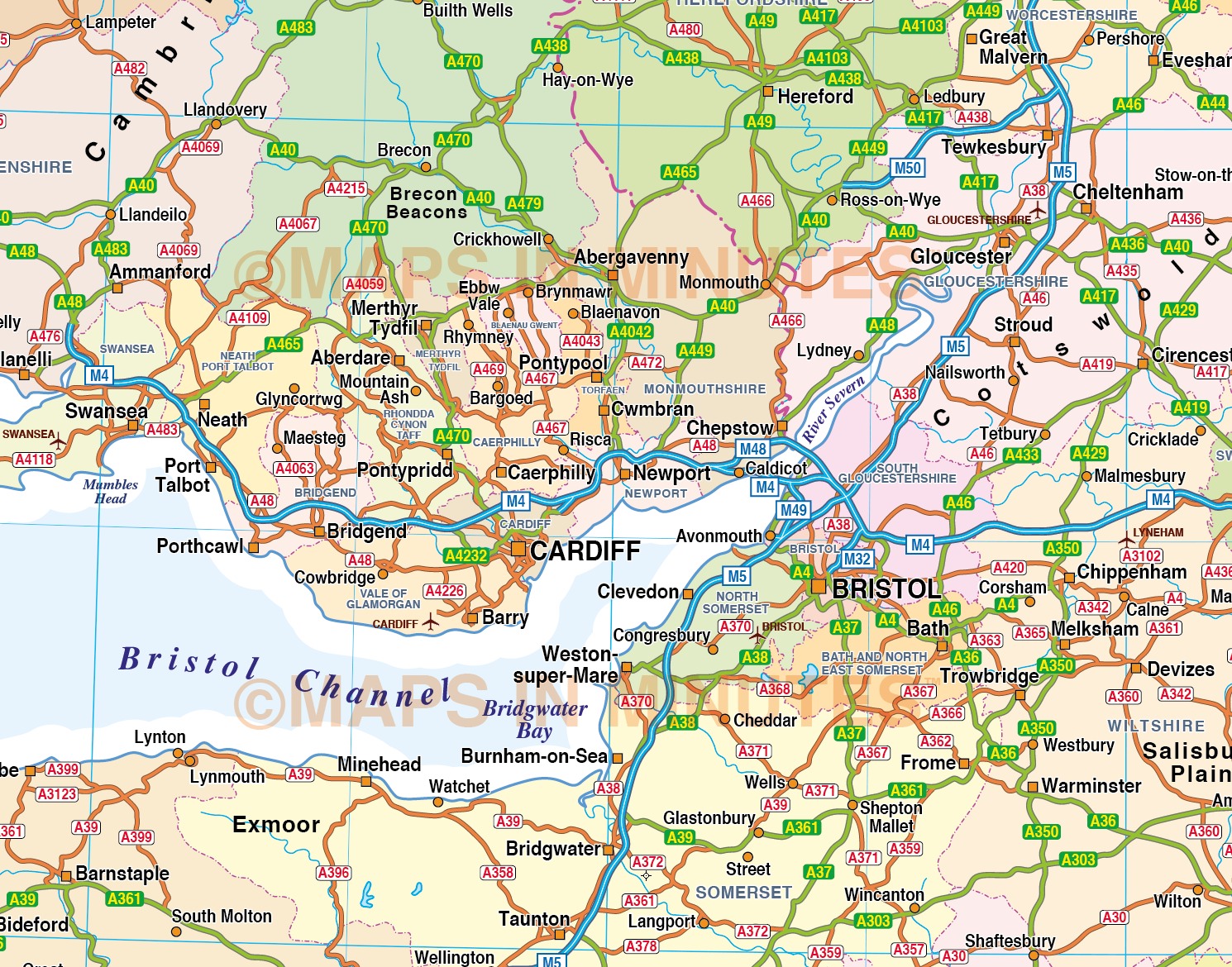 British Isles UK Road map, Illustrator AI CS vector format, county ...