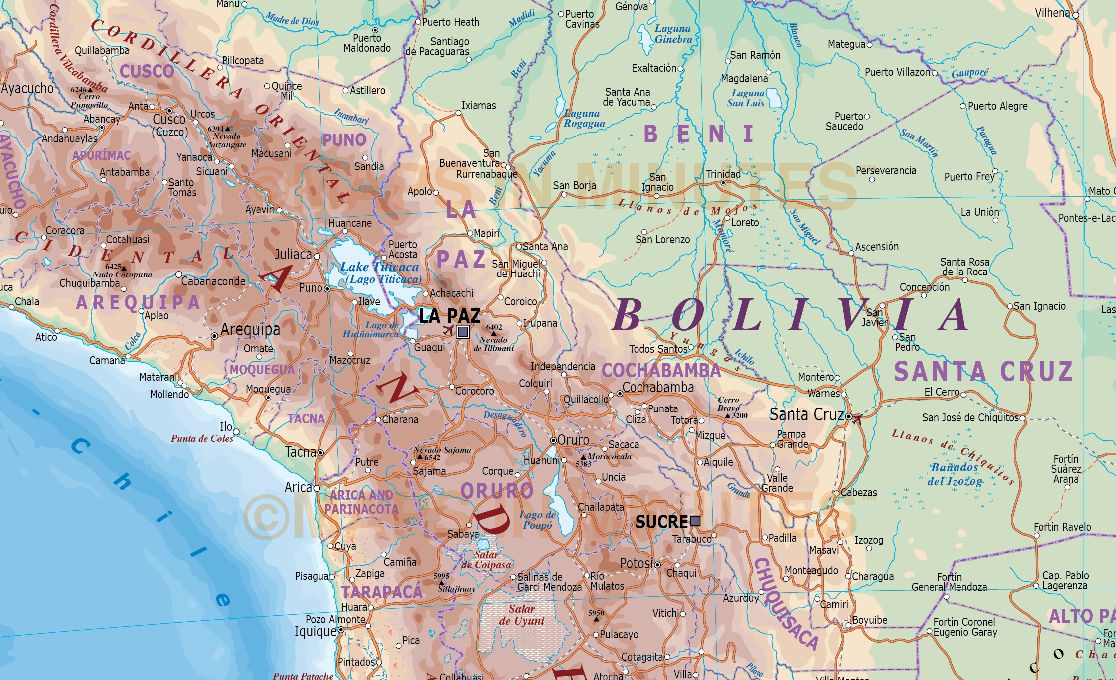 Digital vector Brazil Deluxe Political Road & Rail Map plus land and ...