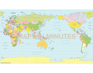 Vector World Political Map in the Equirectangular projection Japan ...