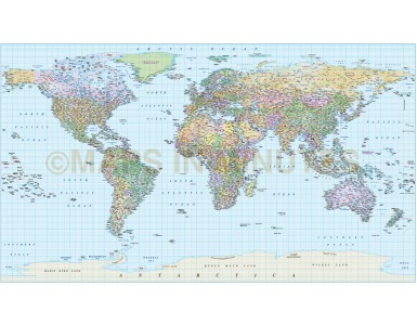 Digital vector World map, Equirectangular Projection World vector map ...