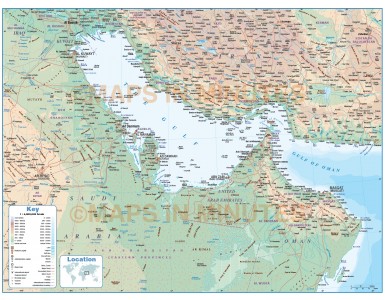 Digital vector Deluxe Gulf region Country Political map including Roads ...