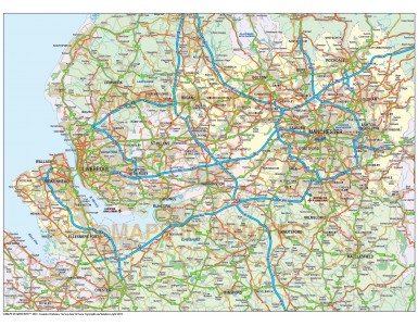 Digital vector map of Greater Liverpool-Manchester @250k scale in ...