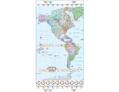 North and South America Time Zones Map in illustrator AI CS vector ...