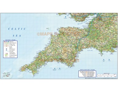 South West England Political, County, Road & Rail Map with Regular ...