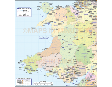Wales Basic County Map 1m Scale Wales Maps British