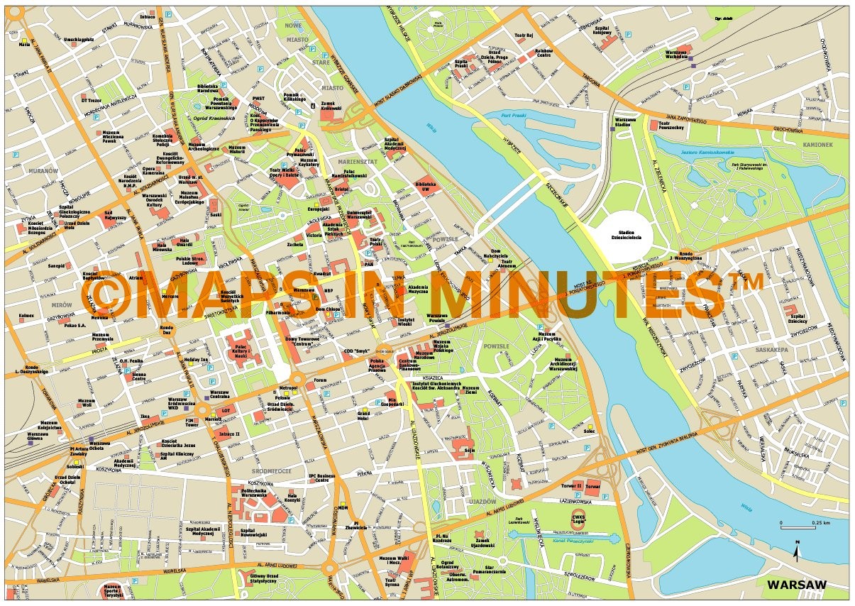 royalty free warsaw illustrator vector format city map