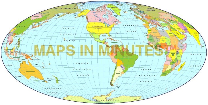 royalty free Hammer Projection Political World map small scale US ...