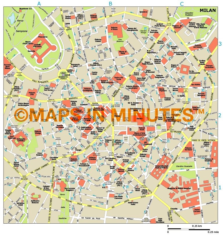 royalty free milan illustrator vector format city map