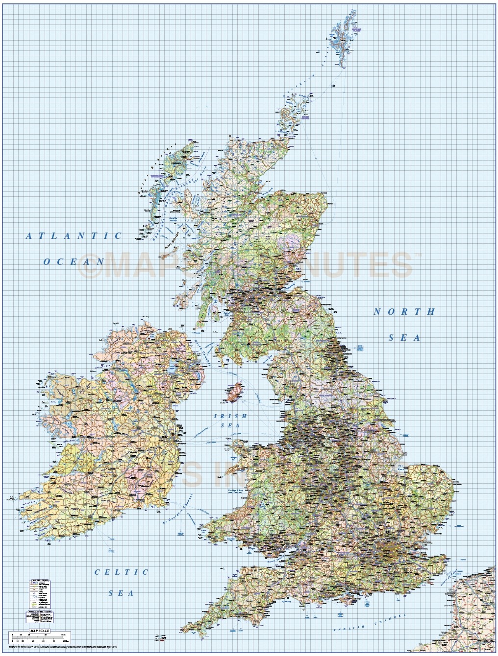 Detailed British Isles UK Road and Rail map, Illustrator AI CS vector ...