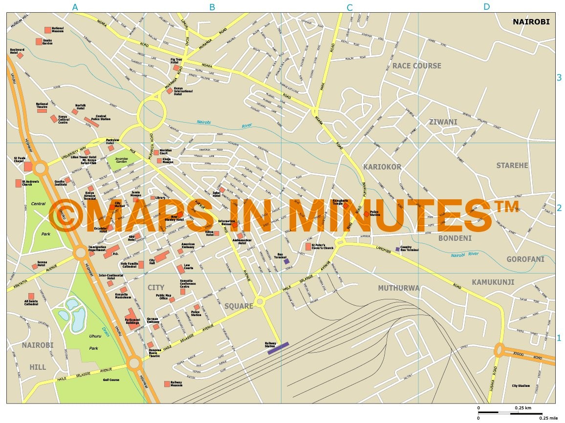 royalty free nairobi illustrator vector format city map