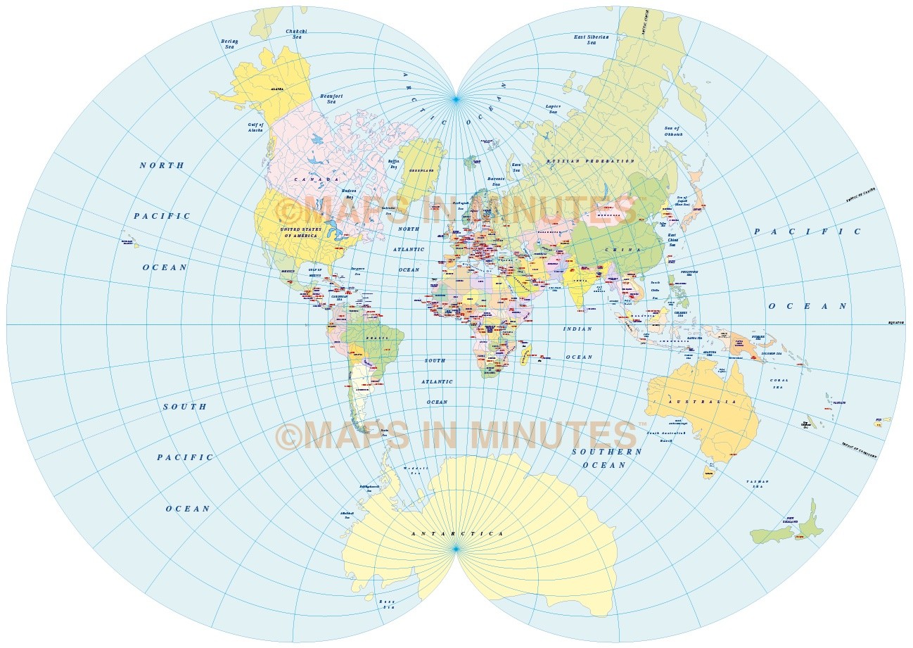 Vector World Political Map In The August Epicycloidal Projection Uk Centric In Illustrator Cs