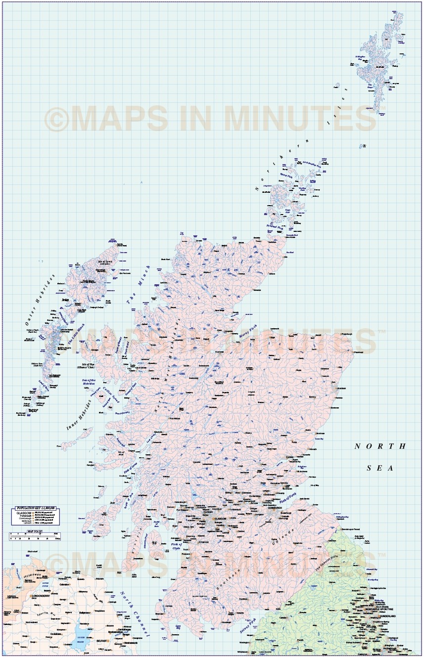 Digital vector map of Scotland including the Orkney Shetland Isles in ...