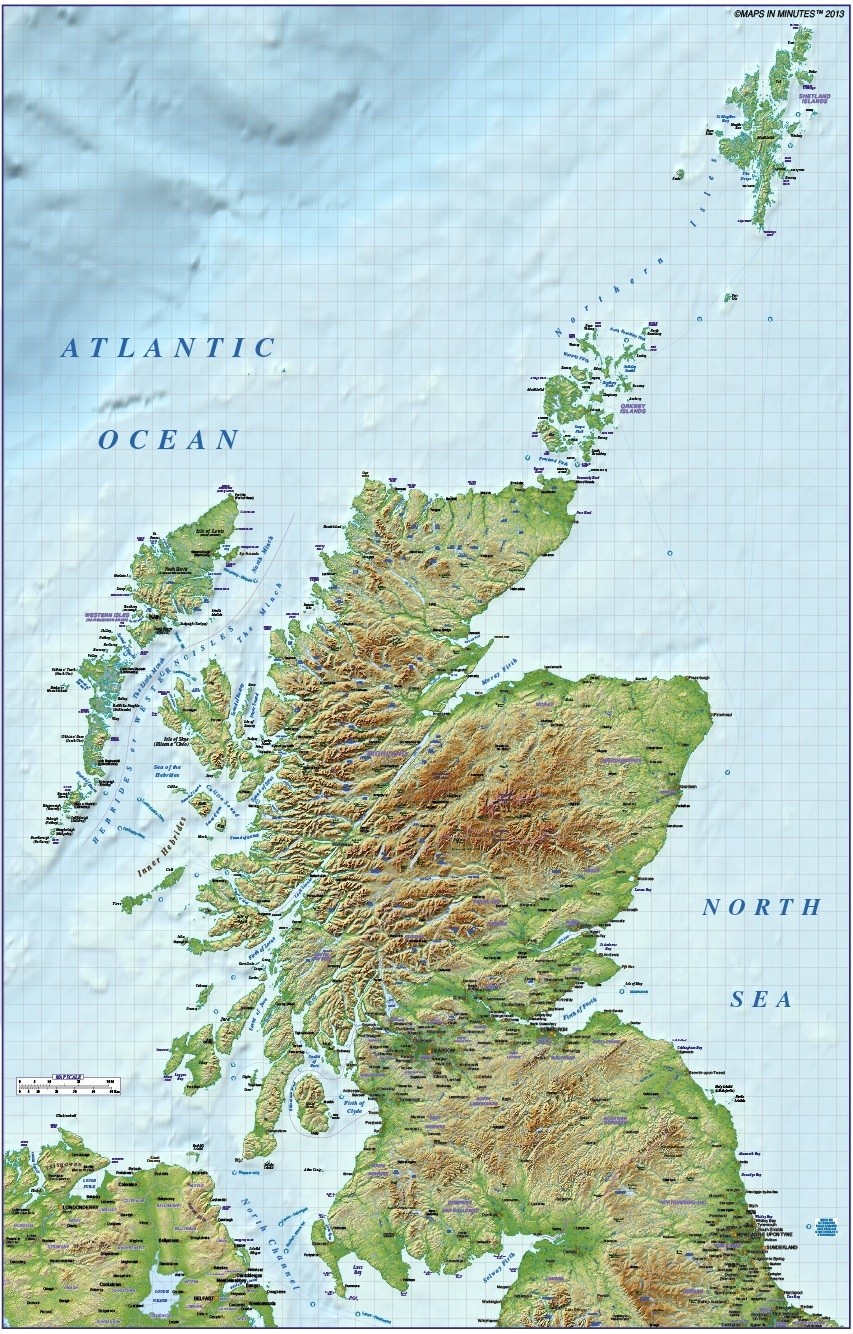 Scotland 1st level Political Regions map with high res strong colour ...