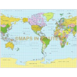 Buy Gall Projection World map (US centric) @ 50M scale Online