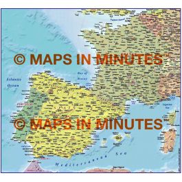Buy MIM Iberia/France 4M scale Political Relief map (Conical projection ...