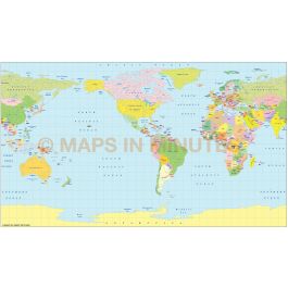Buy Digital Political World Map, Equirectangular Projection, America ...