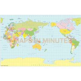 Buy Digital Political World Map, Braun Projection, Asia centric, small ...
