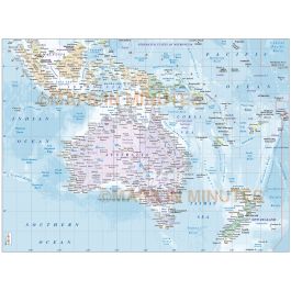 Buy Australasia Countries map with insets & Ocean floor contours Large ...