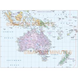Buy Australasia Region Countries map with insets@10m scale Online