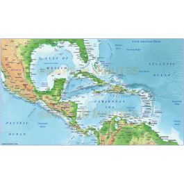 Buy Digital Central America Political map with High Res Land and Ocean ...