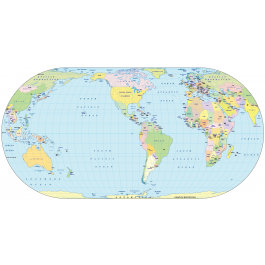 Vector World Political Map in the Eckert IV projection US centric in ...