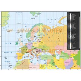 Buy Europe Simple Political Map (Gall Projection) @10m scale Online