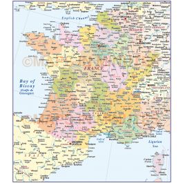 Buy France Regions map at 4,000,000 scale (Conical projection) Online