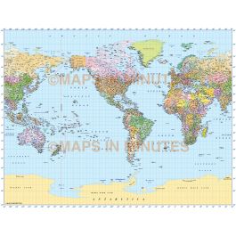 Buy Gall Projection Political World Map (US centric) @10M scale Online