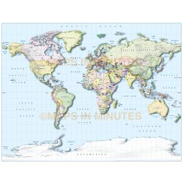 Buy Gall World map with drop shadow, hill shading & insets @100m UK ...