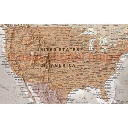 Buy VINYL Tan & Stone World Map with Bold Text - Large 60"w x 38"d Online