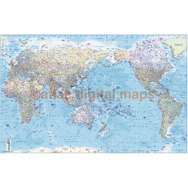 Buy Stretched CANVAS World Map Asia-centric, Political & Shaded Ocean ...