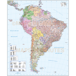 Buy South America Deluxe Road & Rail Map with first level political ...