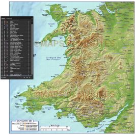 Wales 1st level Political Map with Strong relief @1m scale in ...