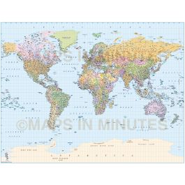 Buy Gall projection Basic Political World Map Online