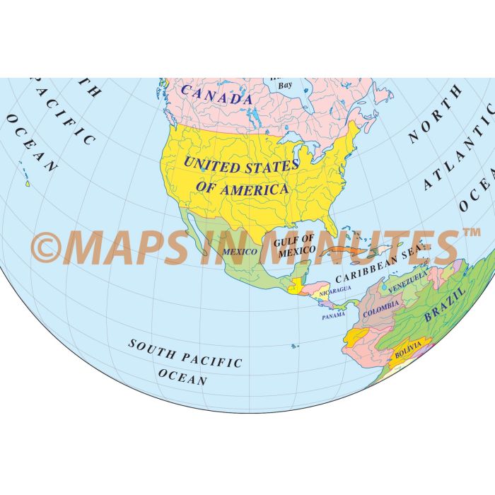 Globe North America Map Map Of North And South America. Vector Outline