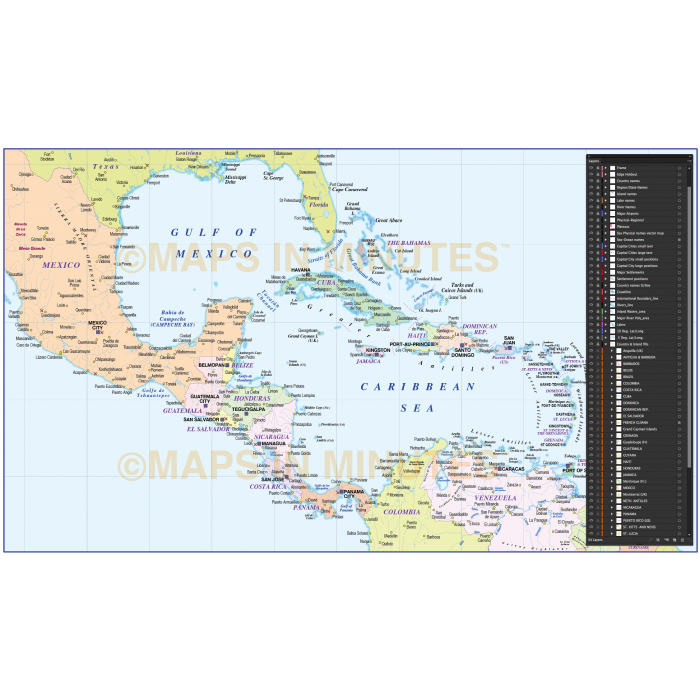 Large Detailed Political Map Of The Caribbean With Political Map