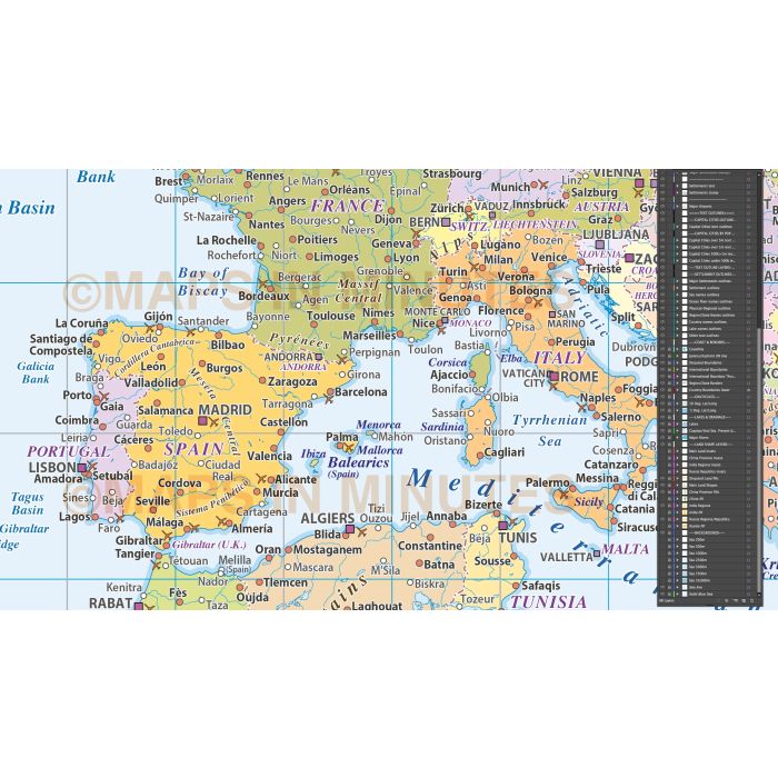Southern Europe Map With Cities