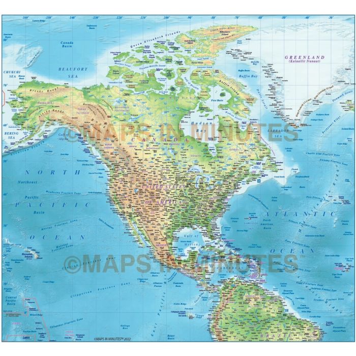 Clear Map Of North America Only
