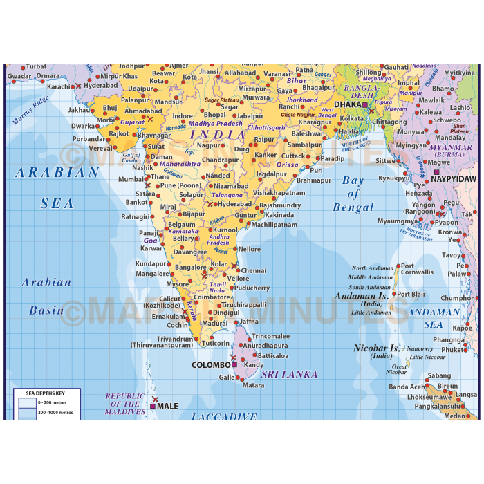 India Political Map Hd A India Political Map, With Zoomed In Segments