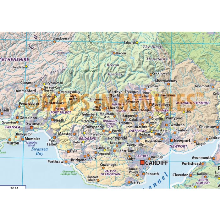 Wales Basic County Map 1m Scale Wales Maps British Central England