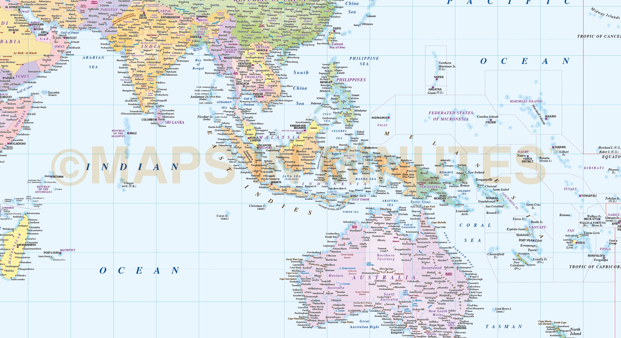 Digital Vector World Map Equirectangular Projection World Vector Map Uk Centric 10m Scale In