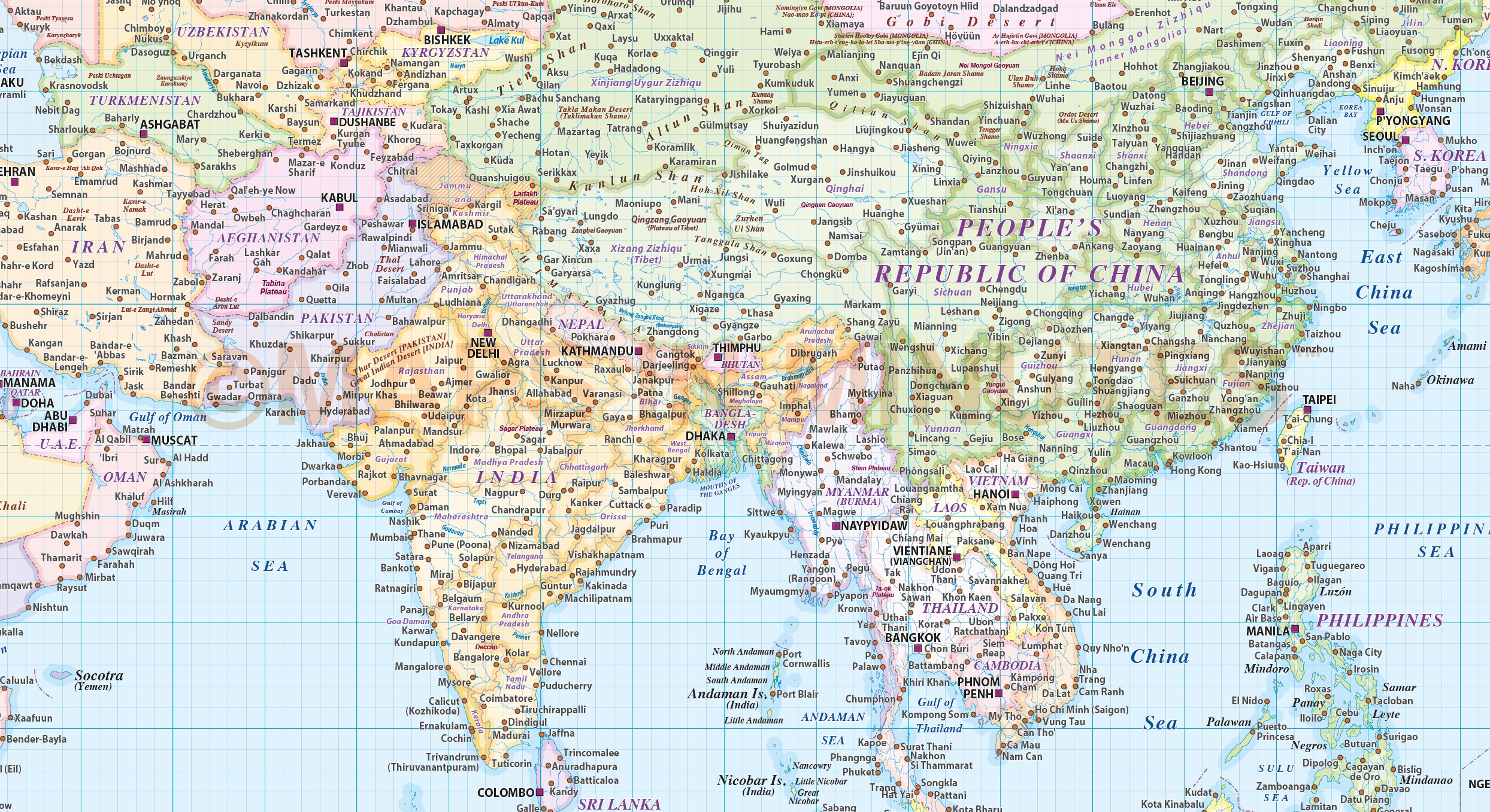 Digital vector World map, Equirectangular Projection World vector map ...