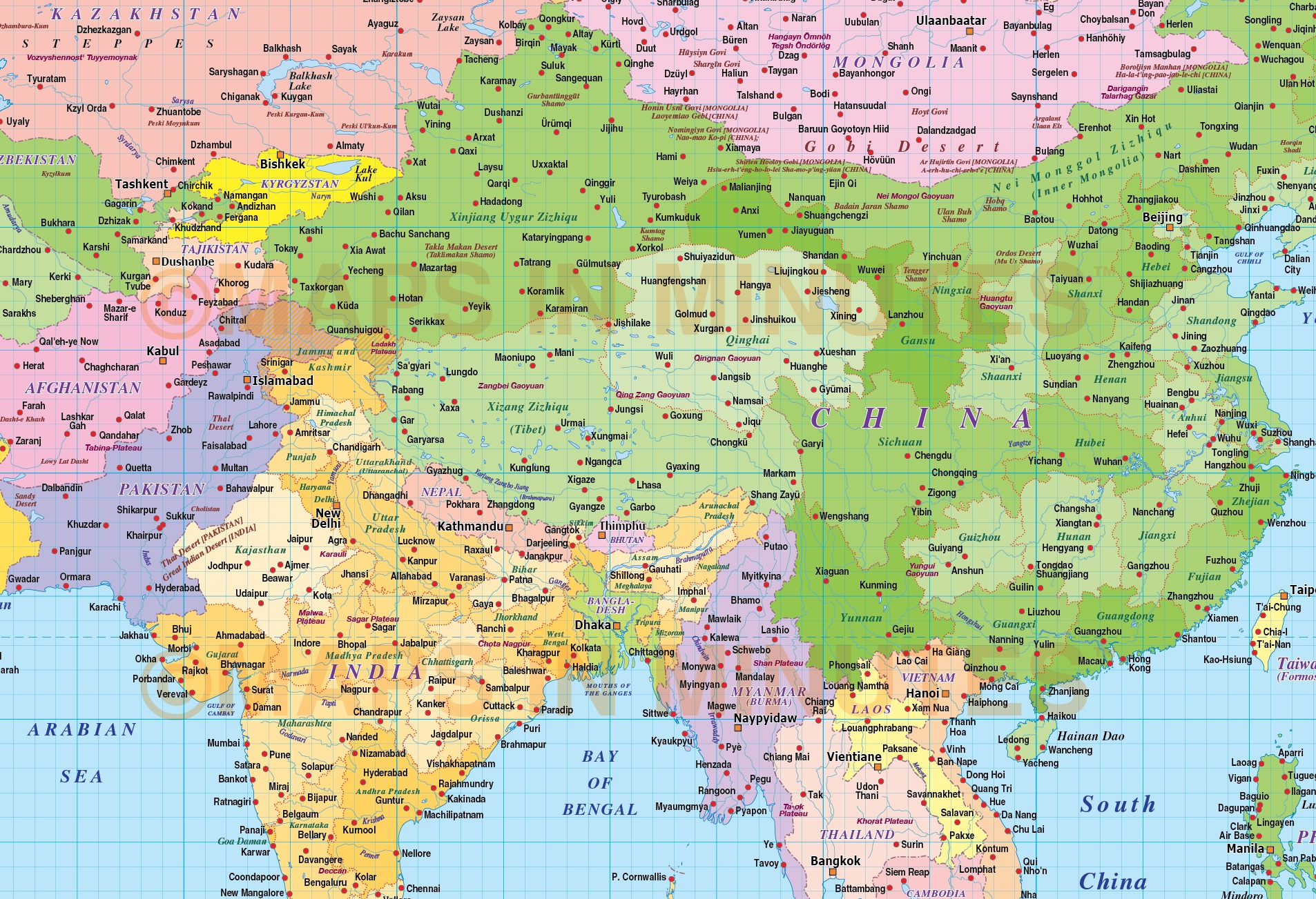 Digital vector World map, Equirectangular Projection World vector map ...