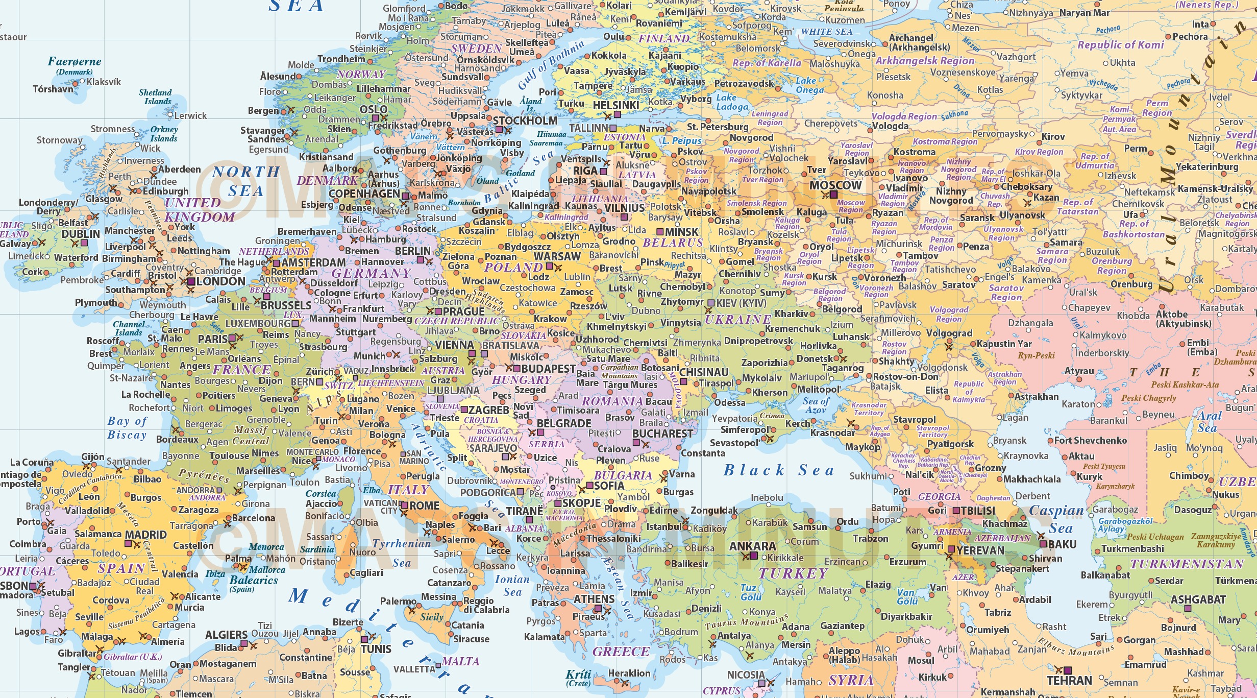 Digital vector World map with country insets, Political Gall ...